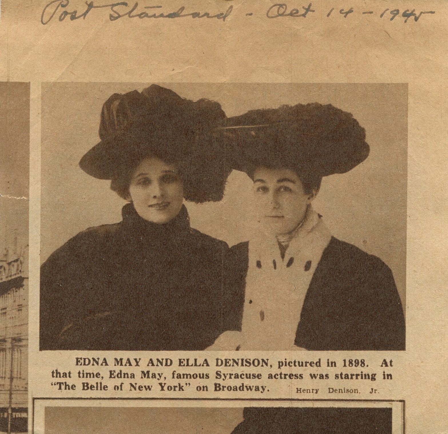 Newspaper clipping - Post Standard (Syracuse) Oct 14, 1945